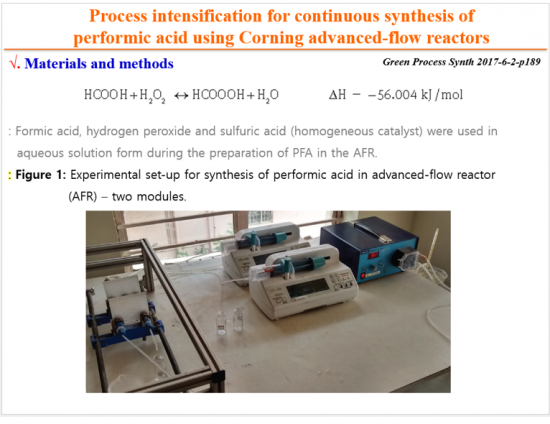 웰이앤씨 : Process intensification for continuous synthesis of Performic acid using Corning advanced ...